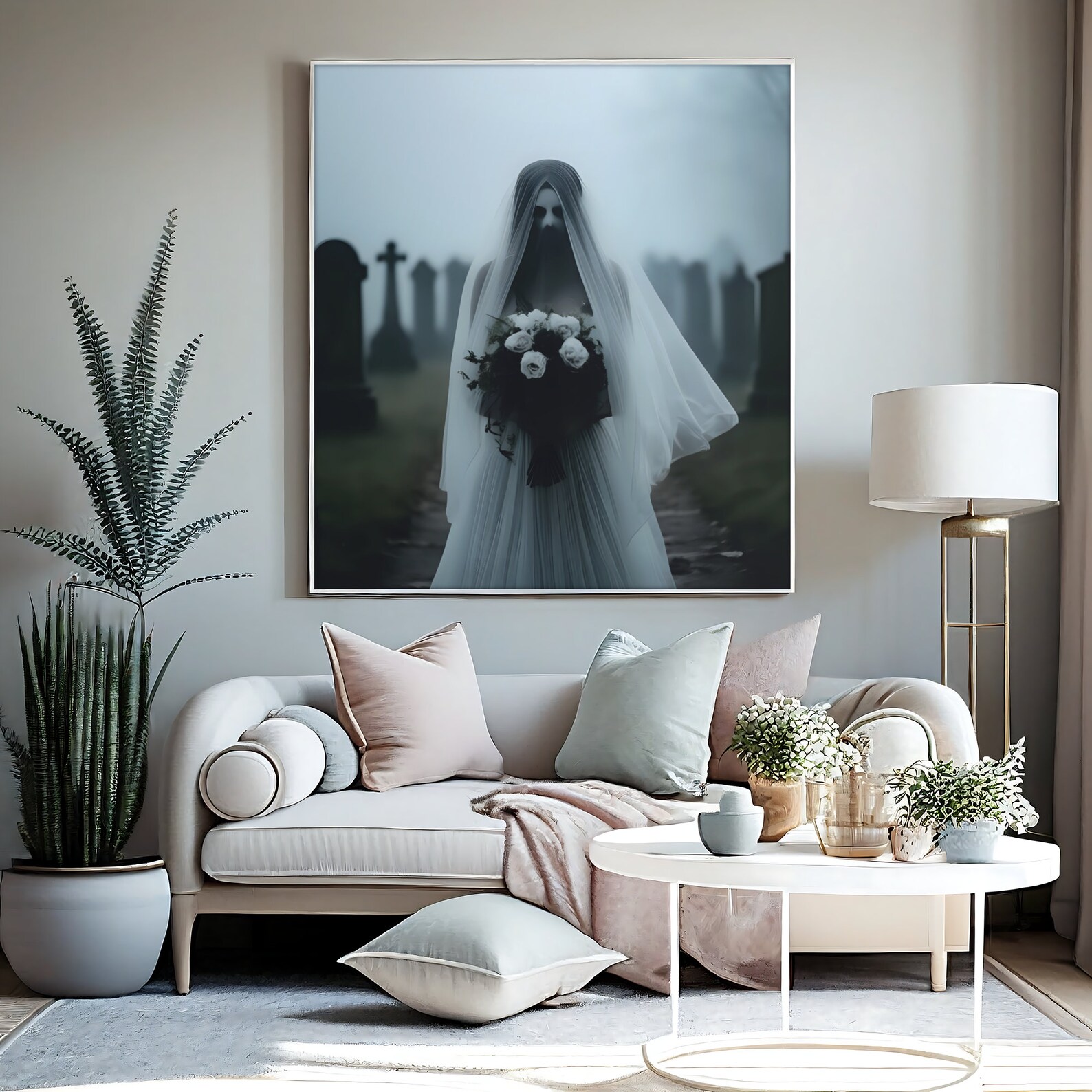 Ghostly Bride Gothic Art Print Download 13 White Veiled Bride Wall ...