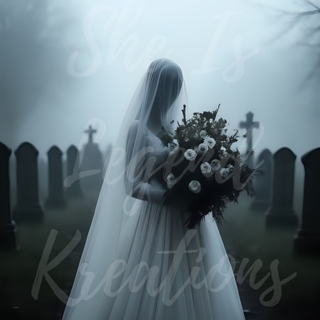 Ghostly Bride Gothic Art Print Download #14- White Veiled Bride Wall ...
