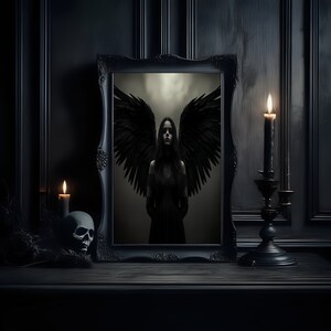Dark and Mysterious Fallen Angels Art Print - Creepy Gothic Wall Decor ...