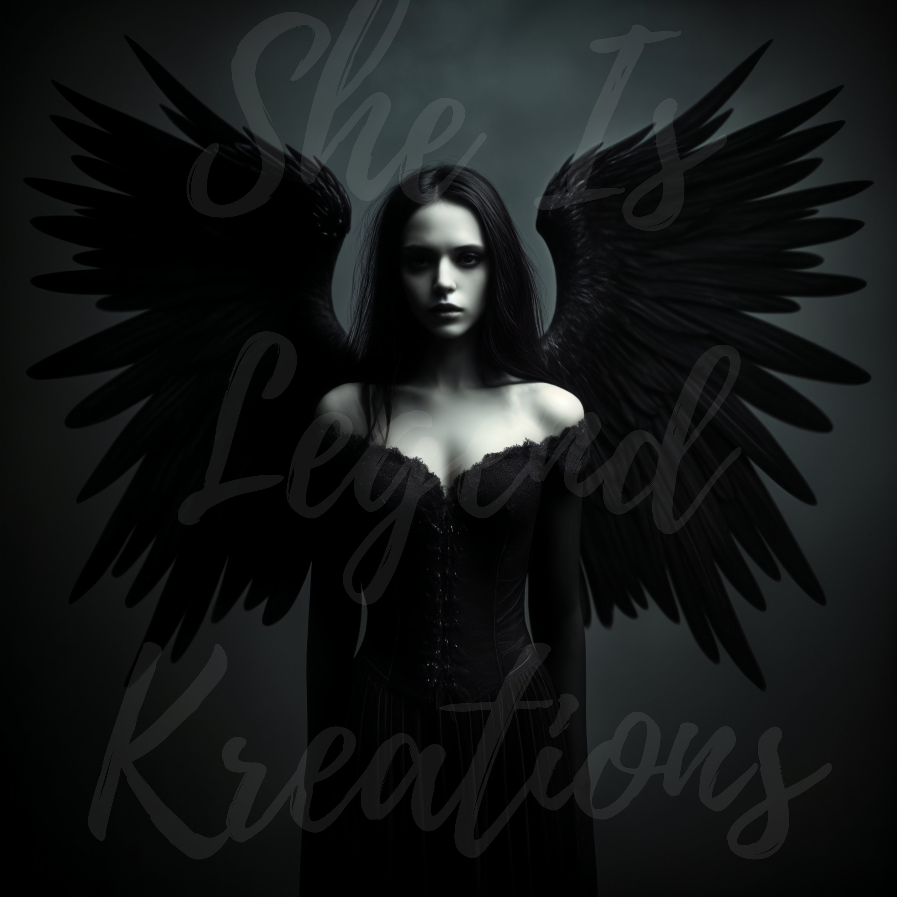 Dark and Mysterious Fallen Angels Art Print - Creepy Gothic Wall Decor ...