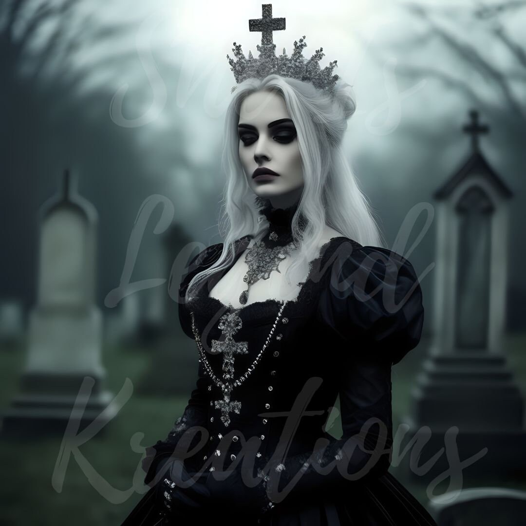 Haunting Gothic Cemetery, Ghostly Nun Art Print #4- Digital Download ...