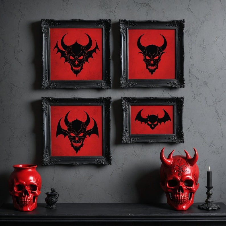 Set of 40 Gothic Red and Black Frame and Room Mockup Bundle - Digital ...