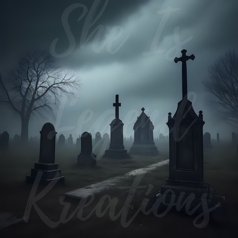 Haunting Gothic Cemetery Art Print #1- Perfect Gift for Horror Fans ...