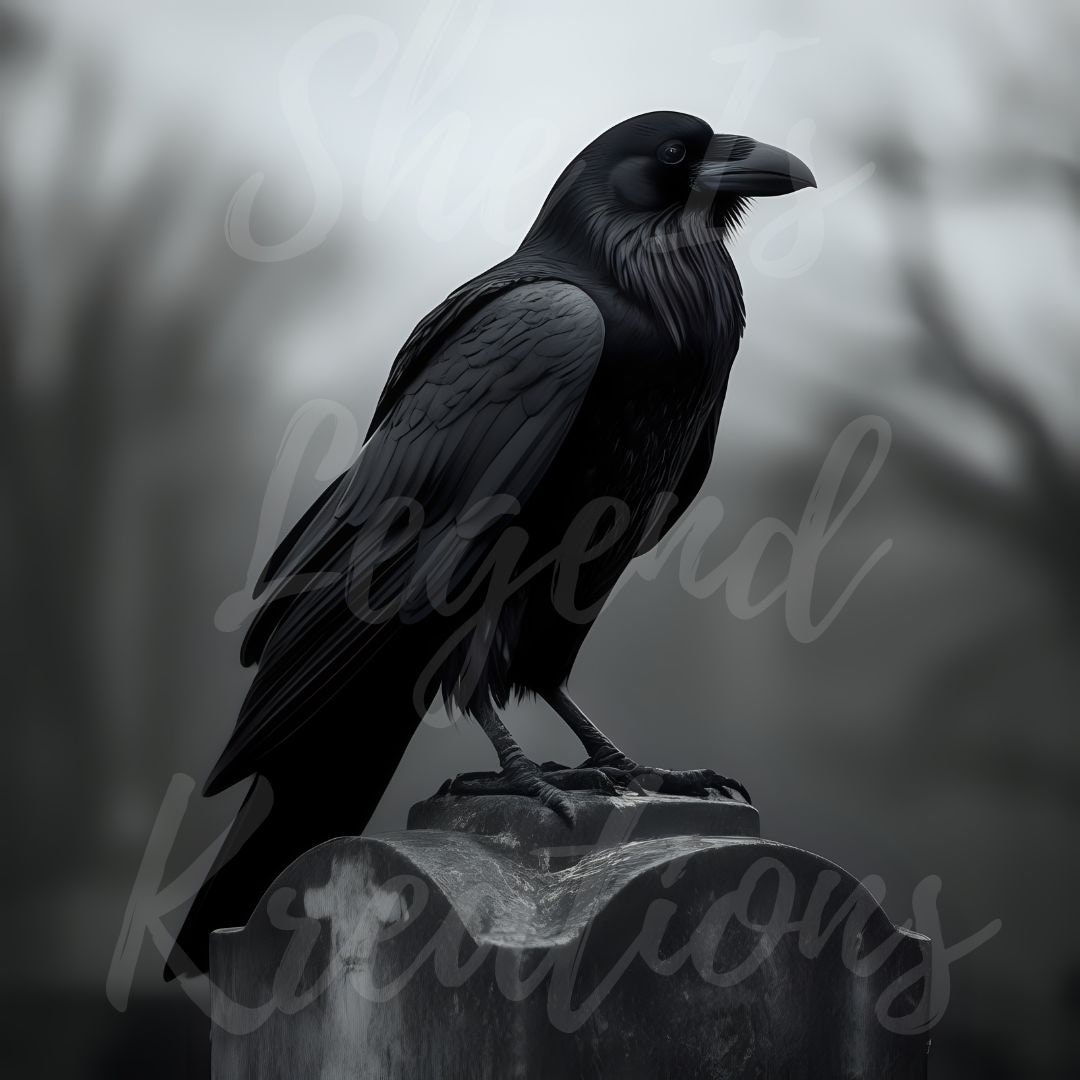 Haunting Gothic Raven Art Print #1- Digital Download, Edgar Allen Poe ...