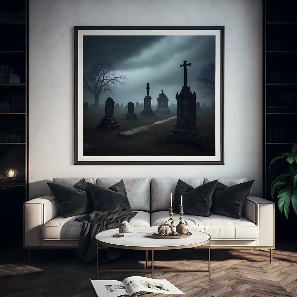 Haunting Gothic Cemetery Art Print #1- Perfect Gift for Horror Fans ...