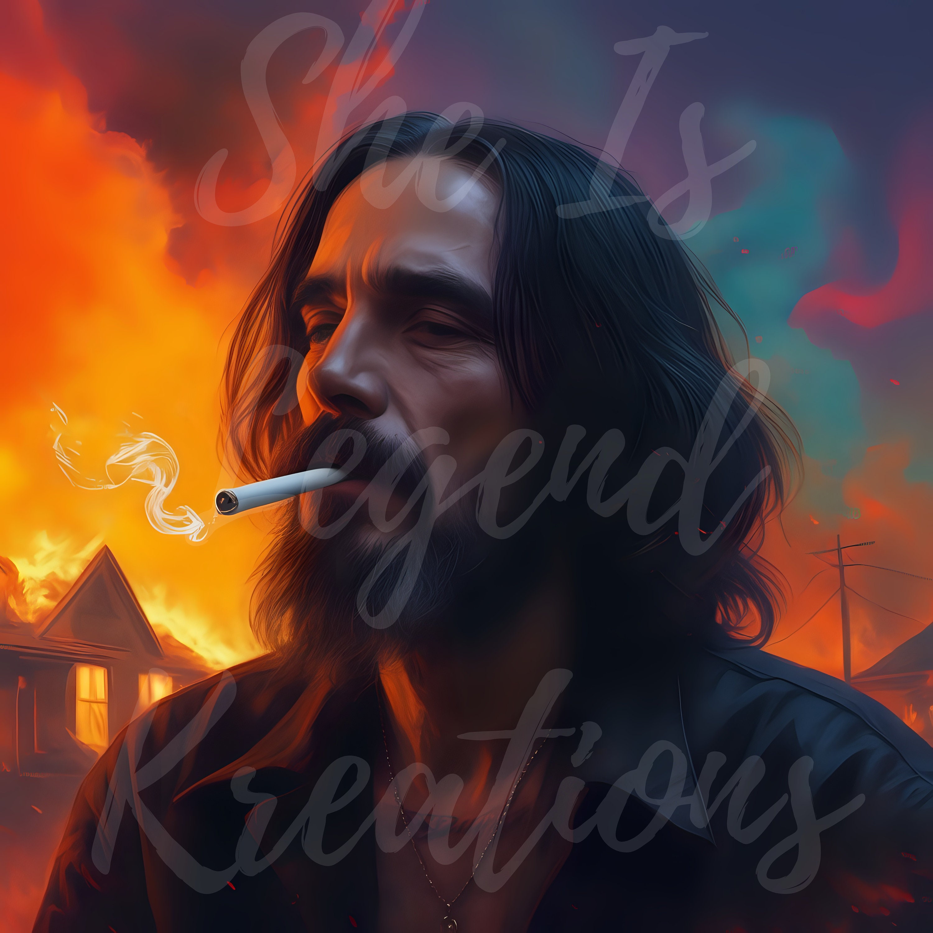 Psychedelic Charles Manson Printable Wall Art - Creepy Cult Leader ...