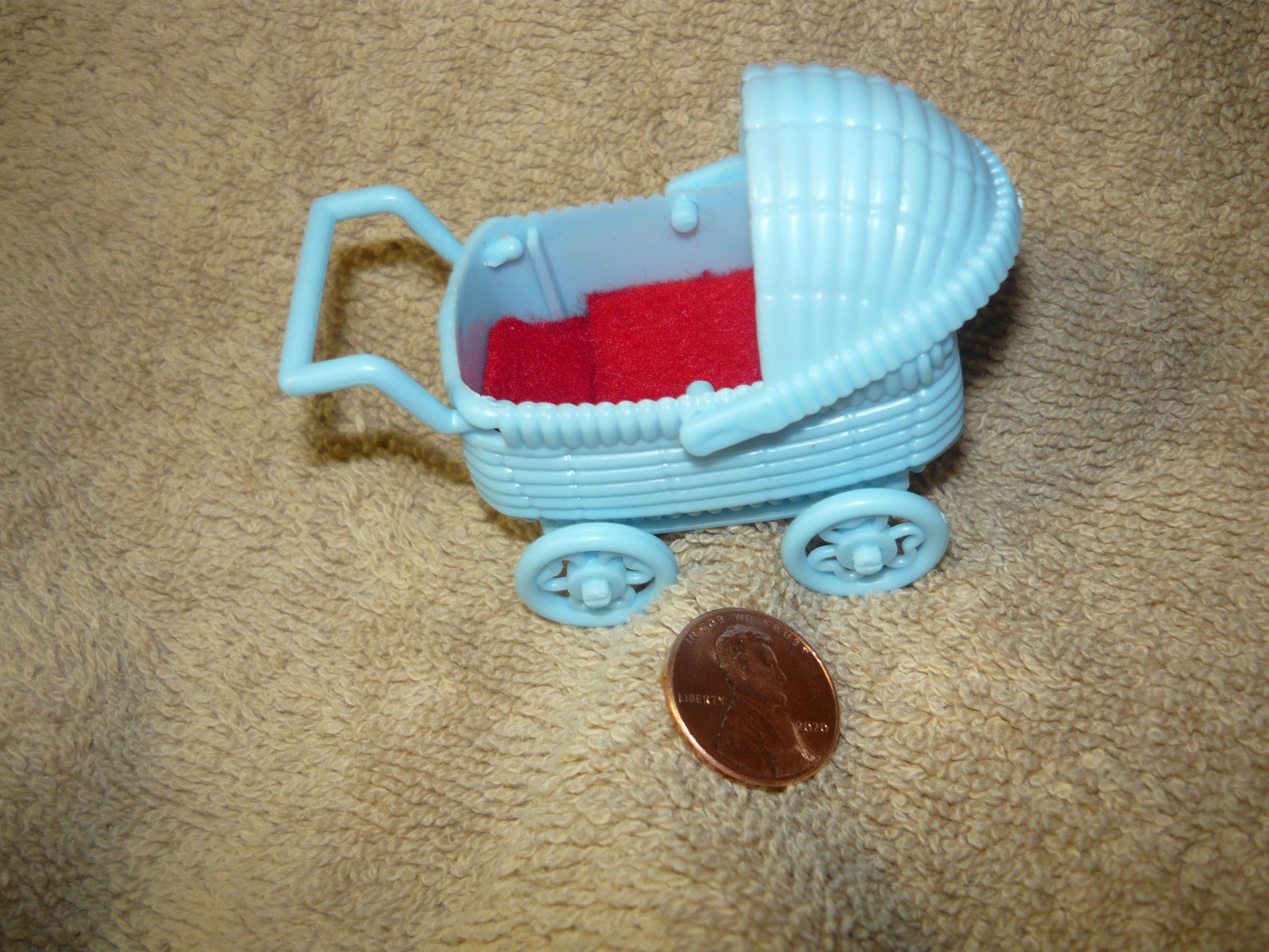 Blue Miniature Doll Buggy 1:12 Scale With Red Blankets Pram - Etsy