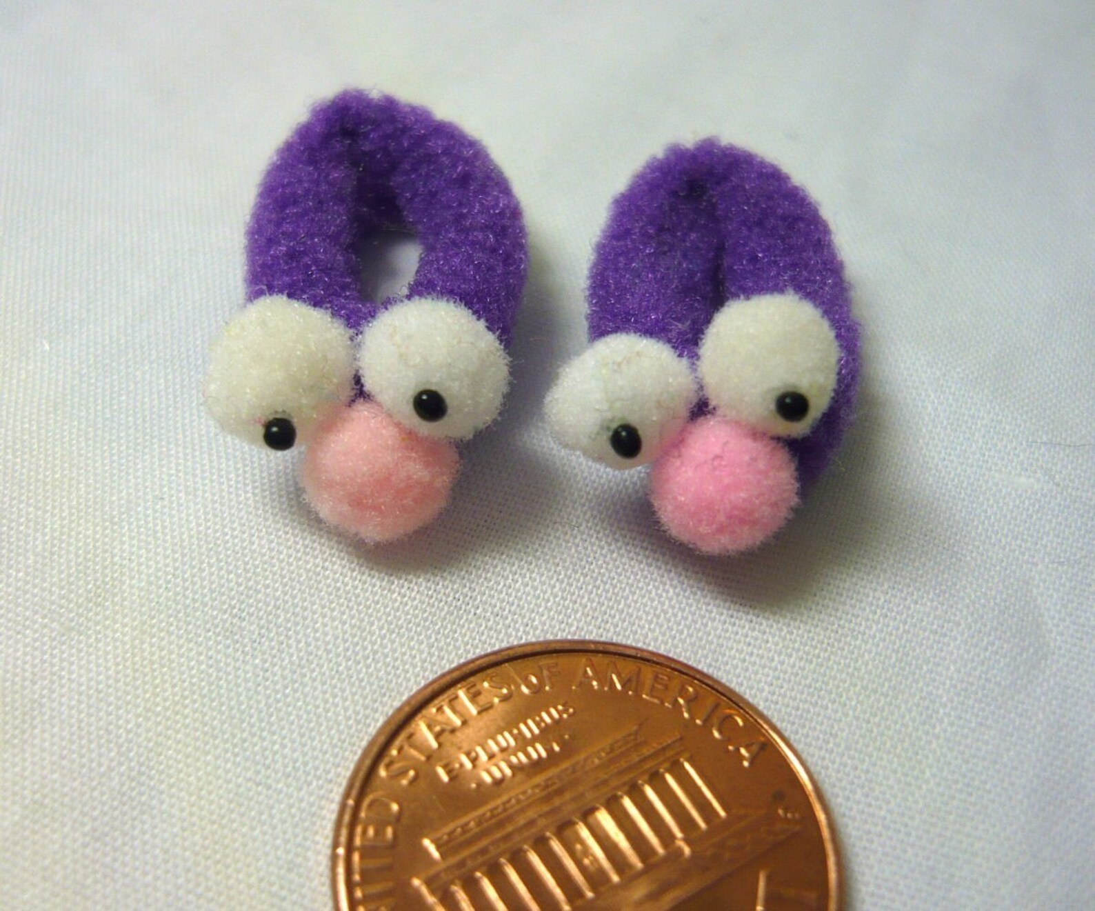 Purple Googlie Eyed Monster Slippers Miniature 1/12 Scale for Dollhouse ...