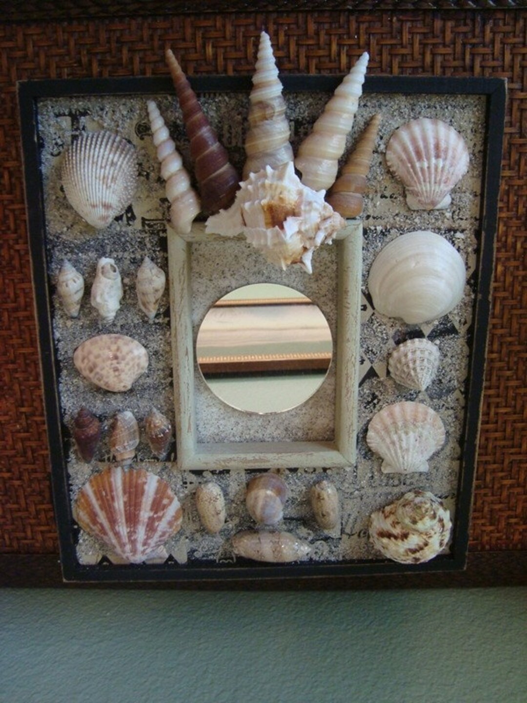 Shell Mirror in Black and Grays, Mirror and Seashells - Etsy