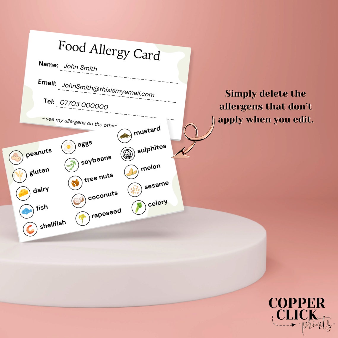 Editable Food Allergy Cards, Printable and Shareable Alert of Food ...
