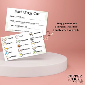 Editable Food Allergy Cards, Printable and Shareable Alert of Food ...