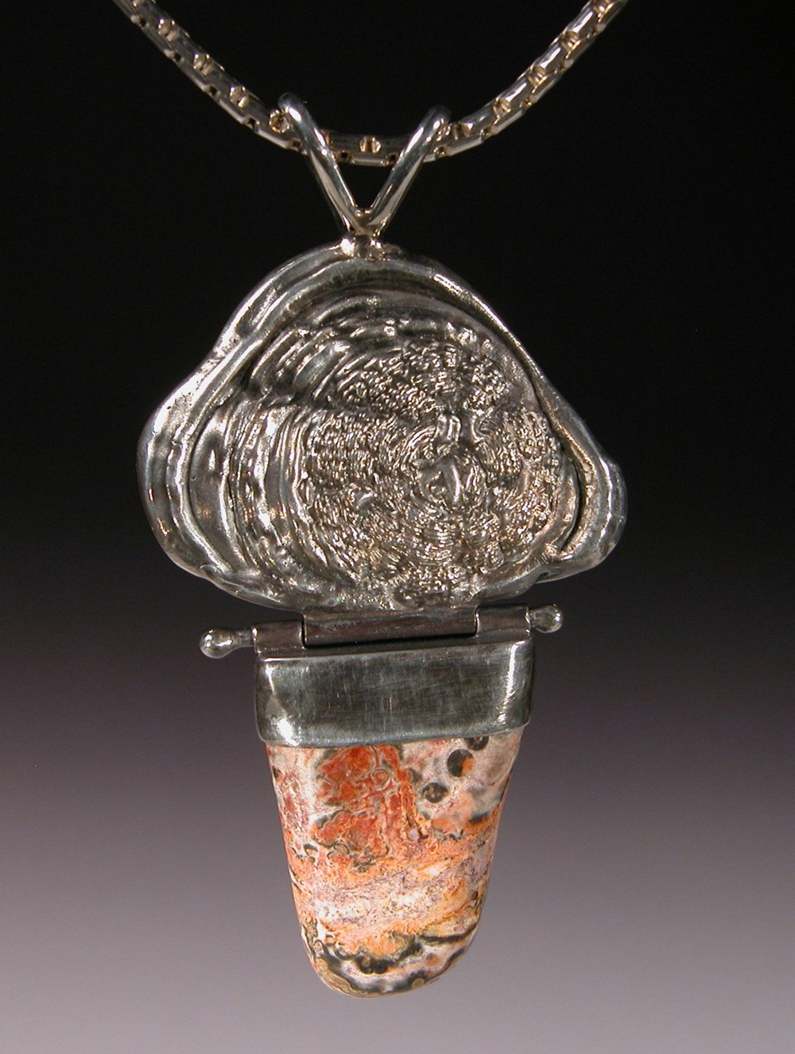 Sterling Silver Pendant With Leopard Skin Jasper Yellowstone Lichen and ...