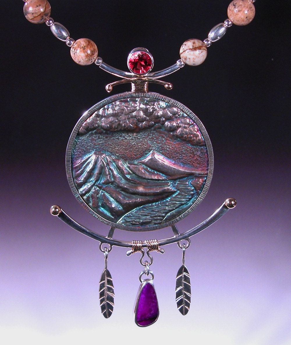 Necklace in Sterling Silver Red Sunstone Gel Sugilite 14 - Etsy Necklace in Sterling Silver Red Sunstone Gel Sugilite 14 - Etsy
