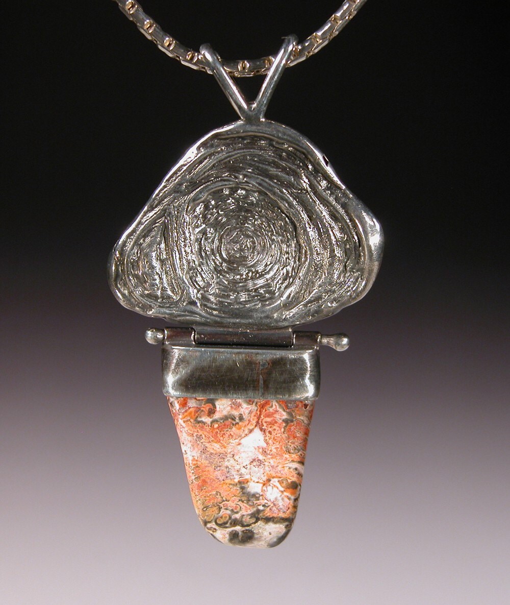 Sterling Silver Pendant With Leopard Skin Jasper Yellowstone Lichen and ...