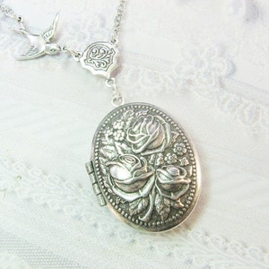 Silver Locket Necklace Silver Rose Garden ROSE LOCKET the ORIGINAL ...
