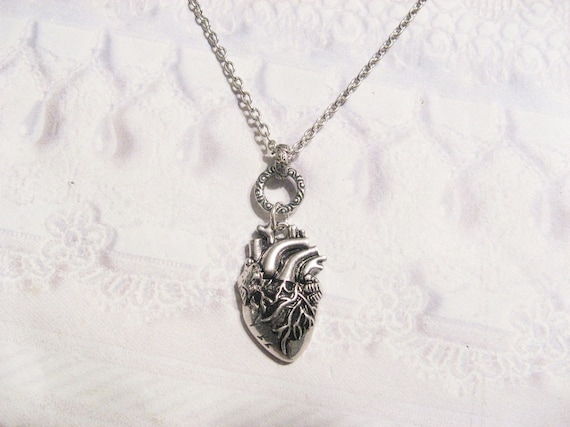 Silver Heart Necklace The ORIGINAL Corazon ANATOMICAL HEART | Etsy