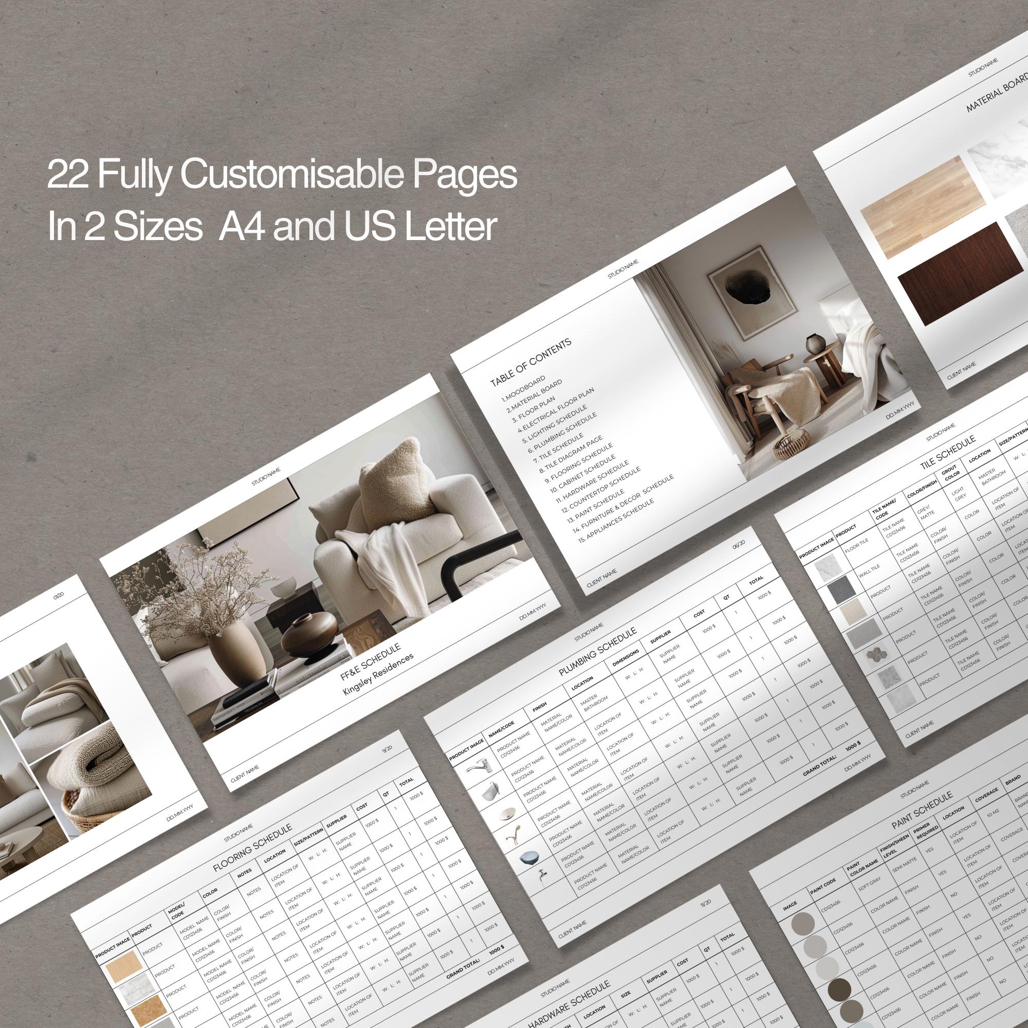 Interior Design FF&E Schedule Template: Customizable Mood Board (canva Editable, Digital ...