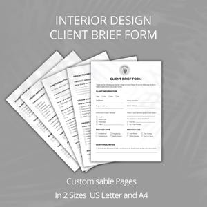 Interior Design Client Brief Form: Editable Canva Template (digital ...