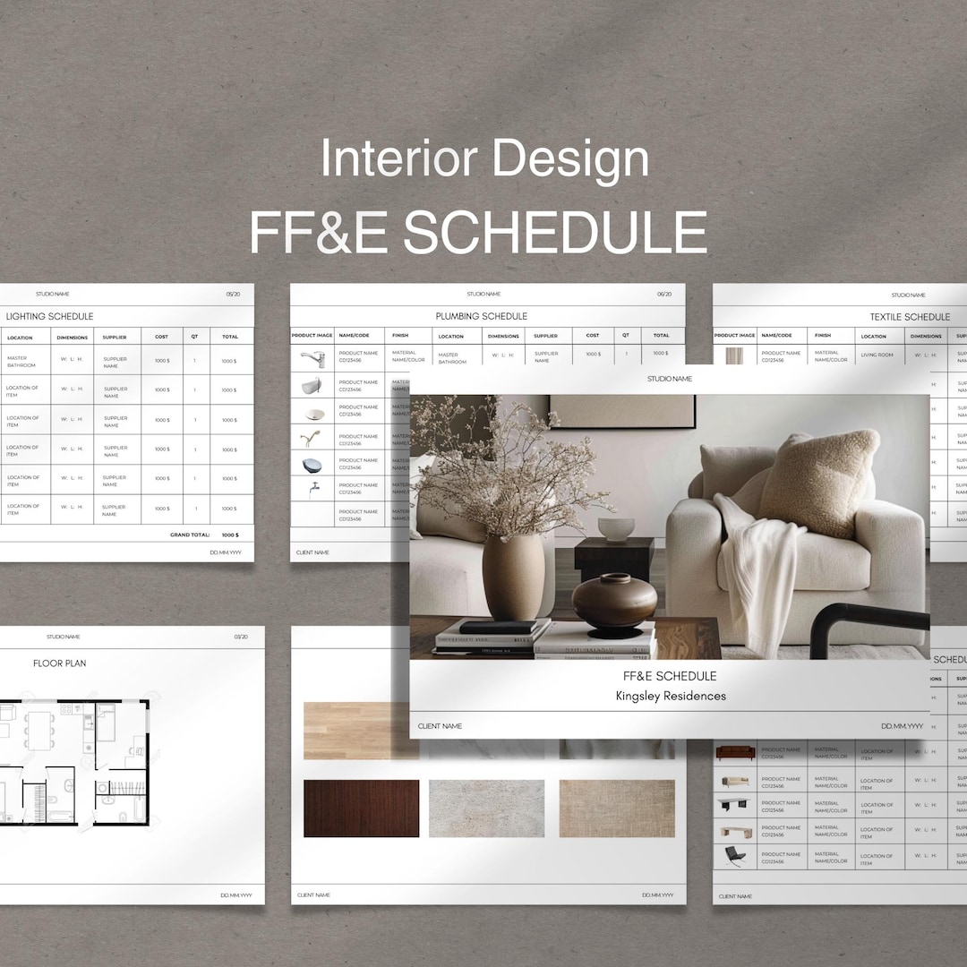 FF&E Schedule | Interior Design Finishes and Fixtures Schedule Template ...