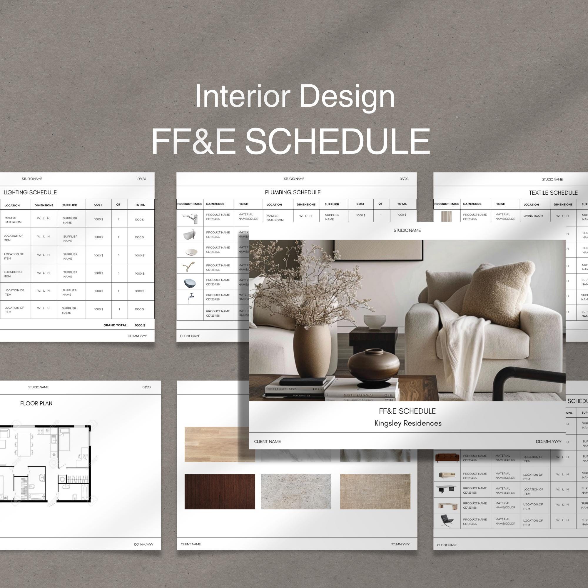 Interior Design FF&E Schedule Template: Customizable Mood Board (canva ...