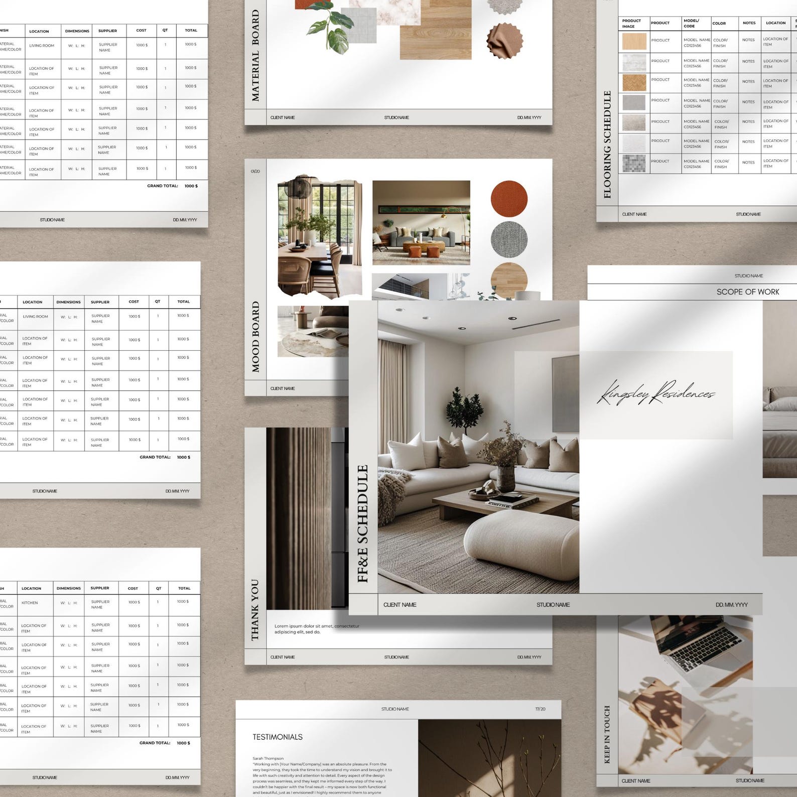FF&E Schedule | Interior Design Finishes and Fixtures Schedule Template ...