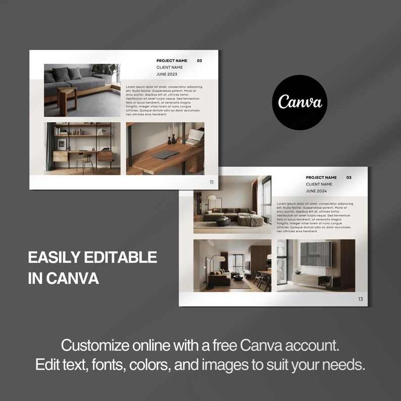 Interior Design Portfolio Canva Template | Editable | Interior Design ...