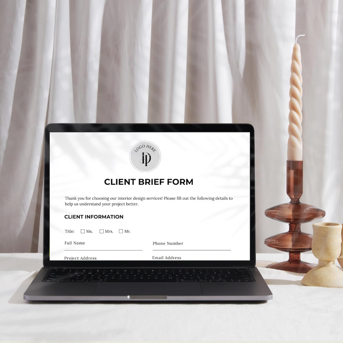 Interior Design Client Brief Form: Editable Canva Template (digital ...