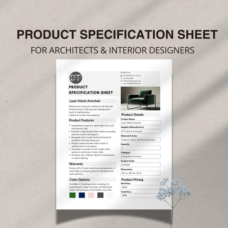 Editable Product Specification Sheet Template for Canva - Modern and ...