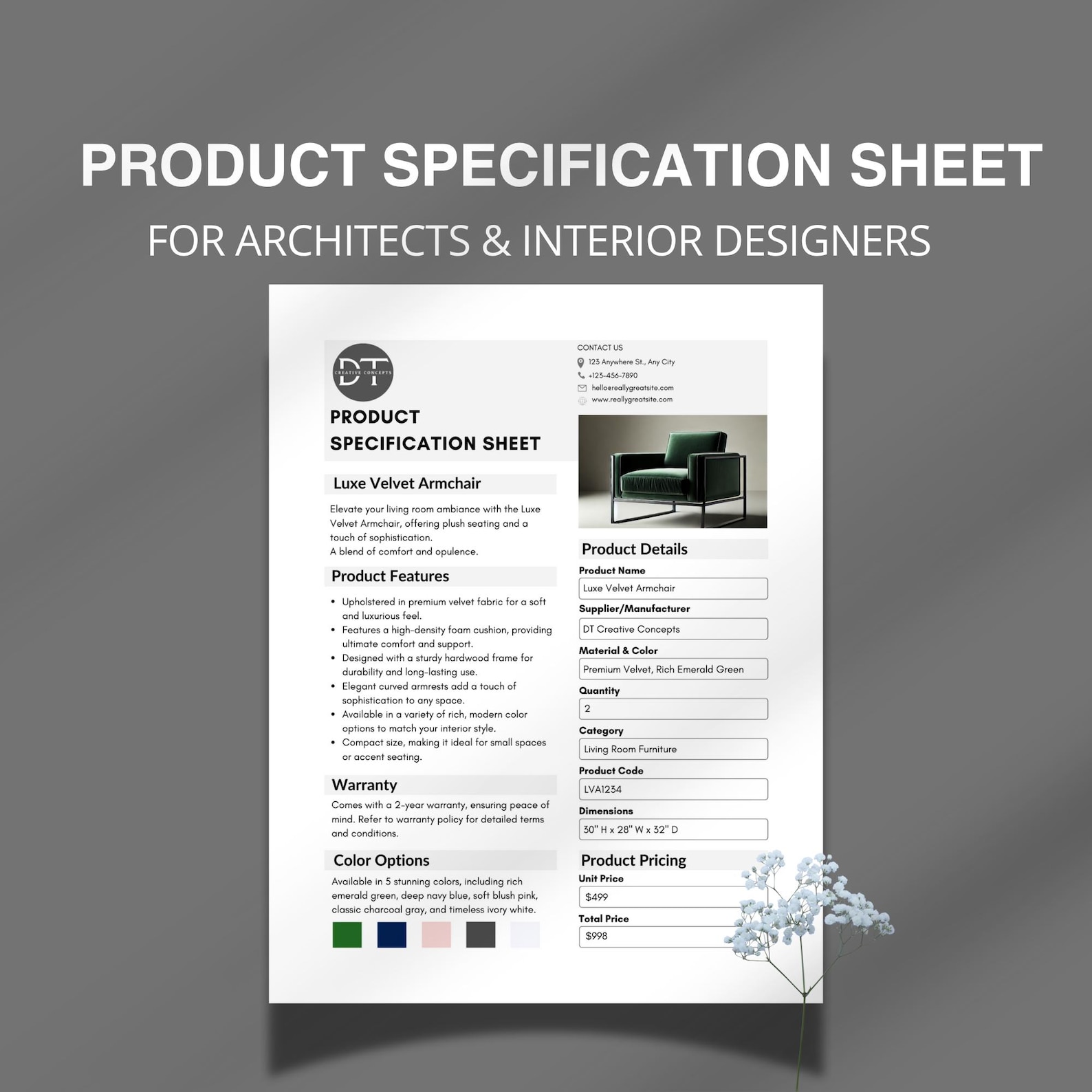 Editable Product Spec Sheet Template: Modern Business Tear Sheet (canva ...
