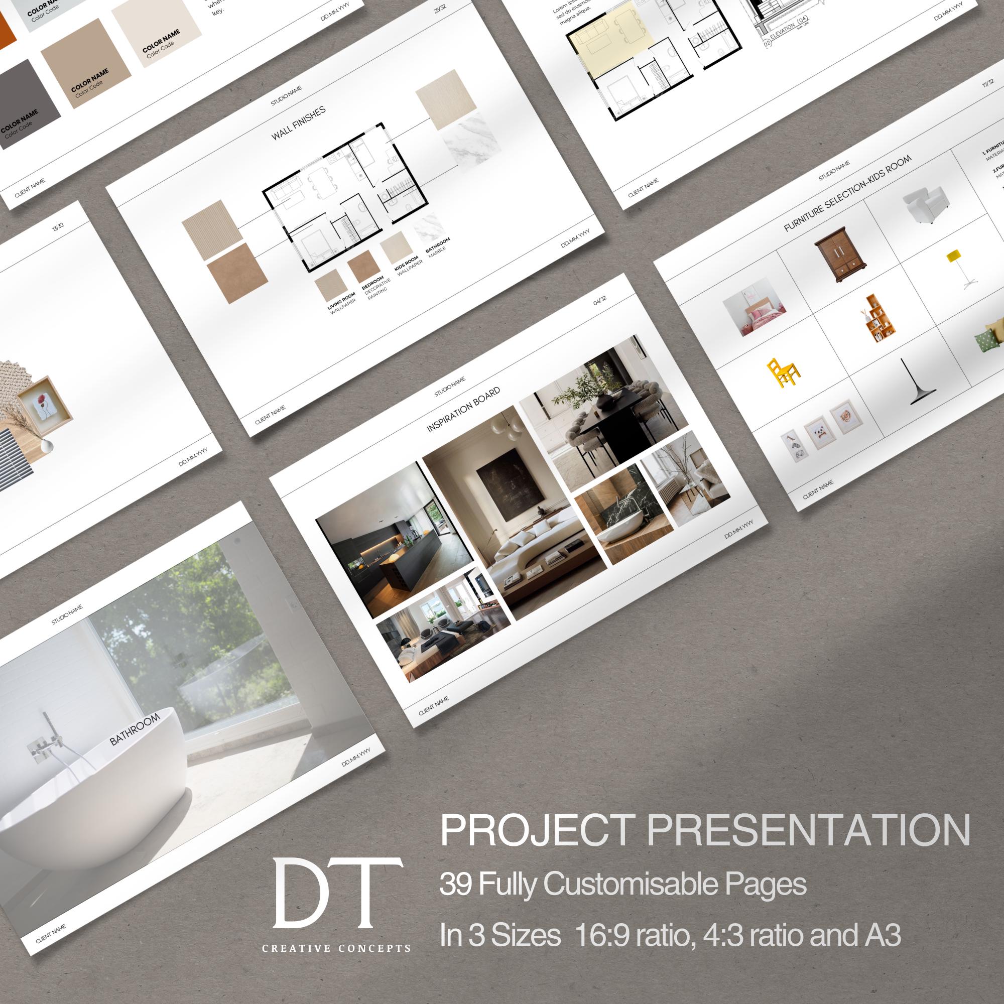 Canva Interior Design Templates Bundle: Proposal, Presentation, FF&E ...