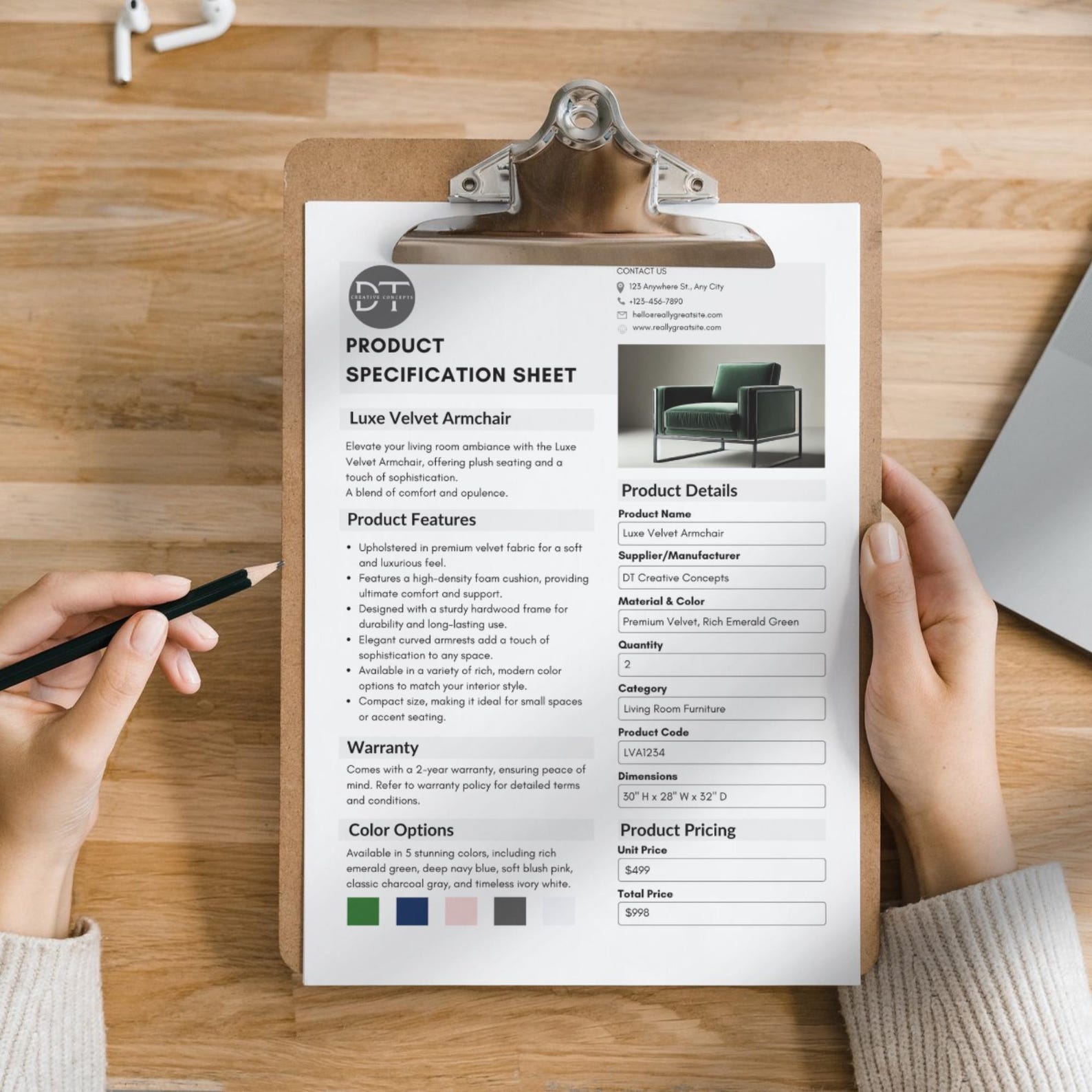 Editable Product Spec Sheet Template: Modern Business Tear Sheet (canva ...