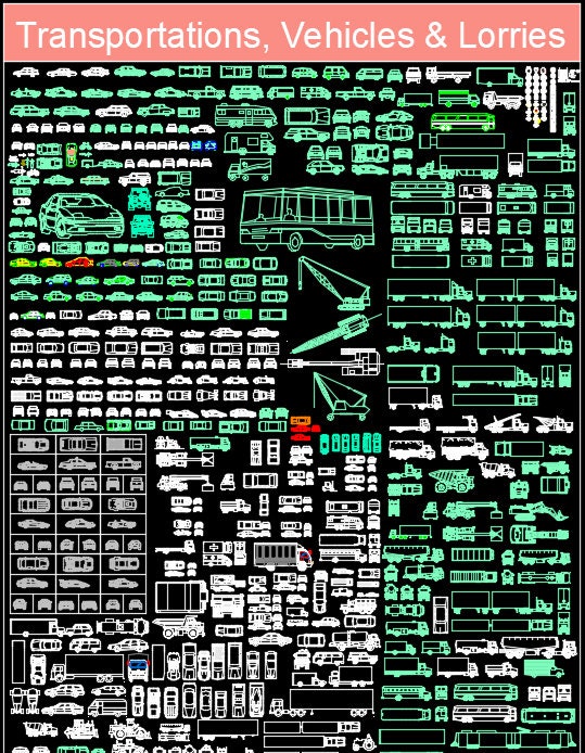 Transportation CAD Blocks: Vehicle, Airplane, Ship Drawings (DWG File ...