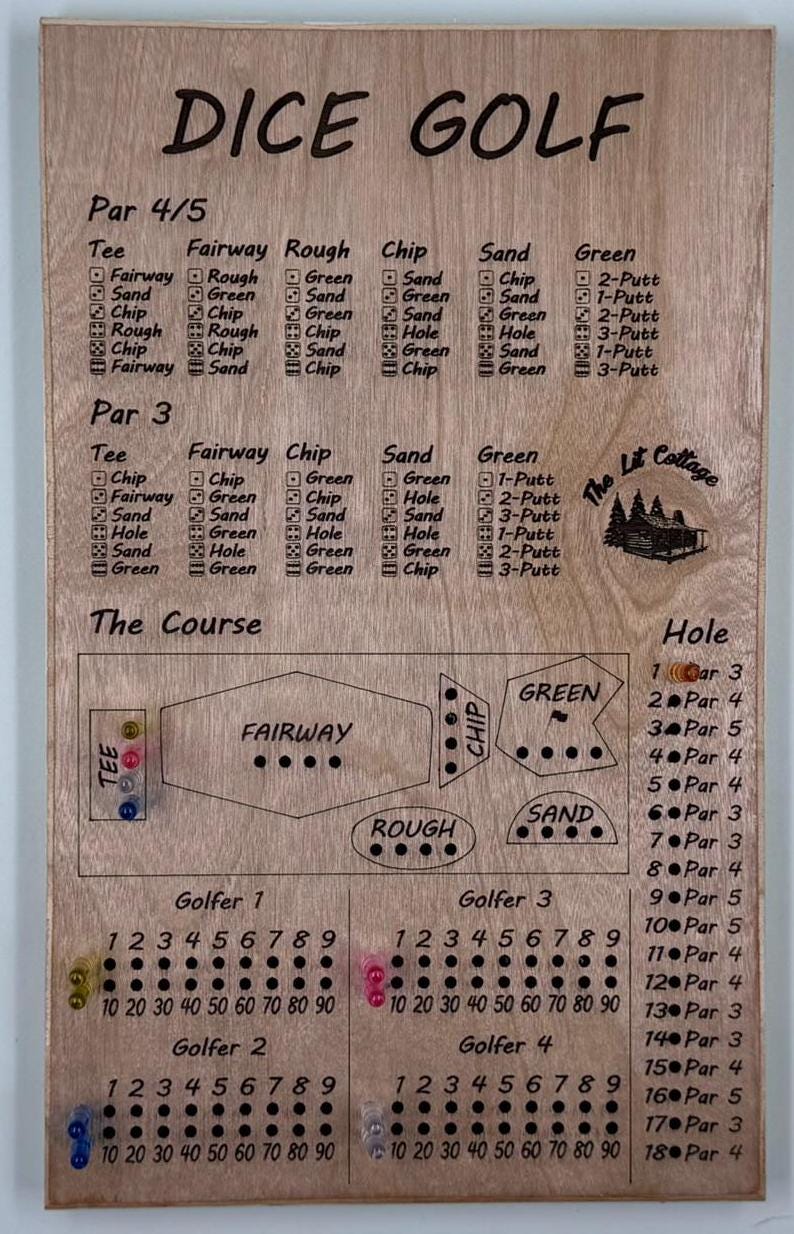 Dice Golf Game: Birch Ply, Pegs & Dice - Made in Canada - Etsy