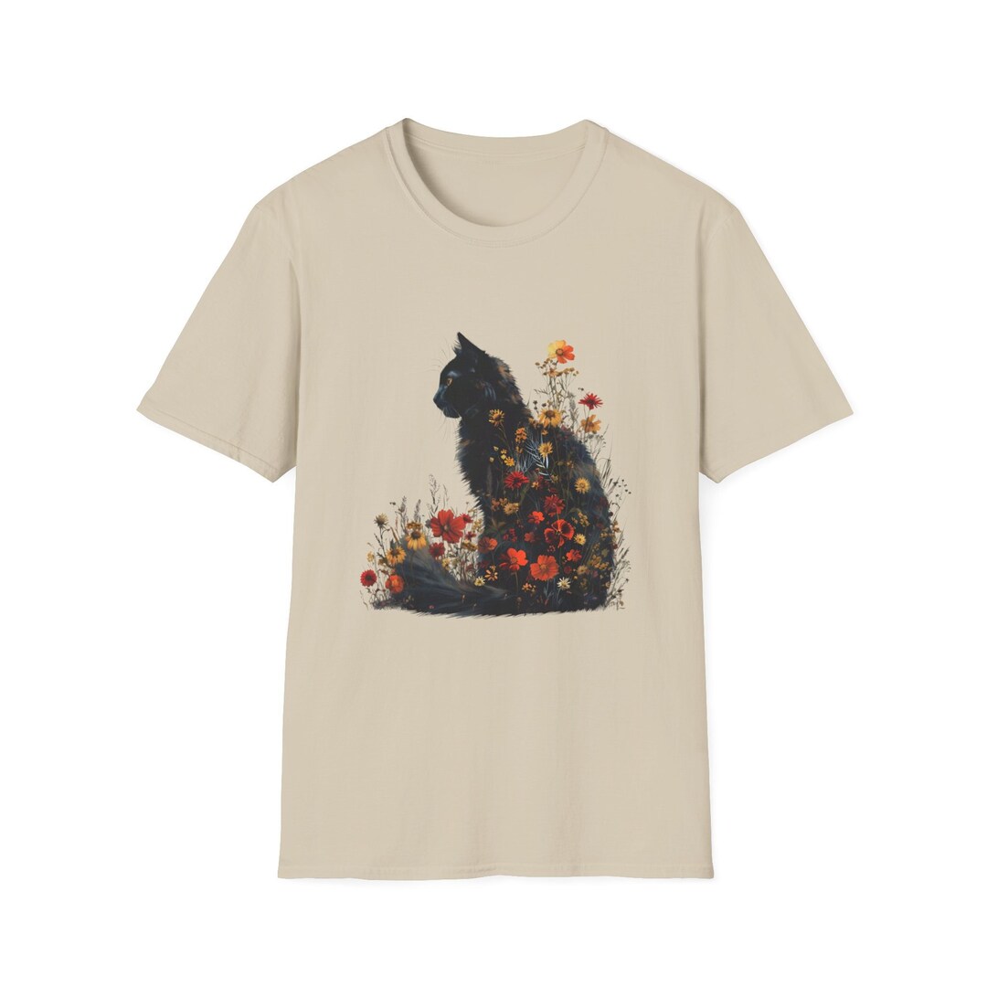 Watercolor, Cottagecore, Cat Silhouette, Wildflowers, Cat Lover, Cat ...