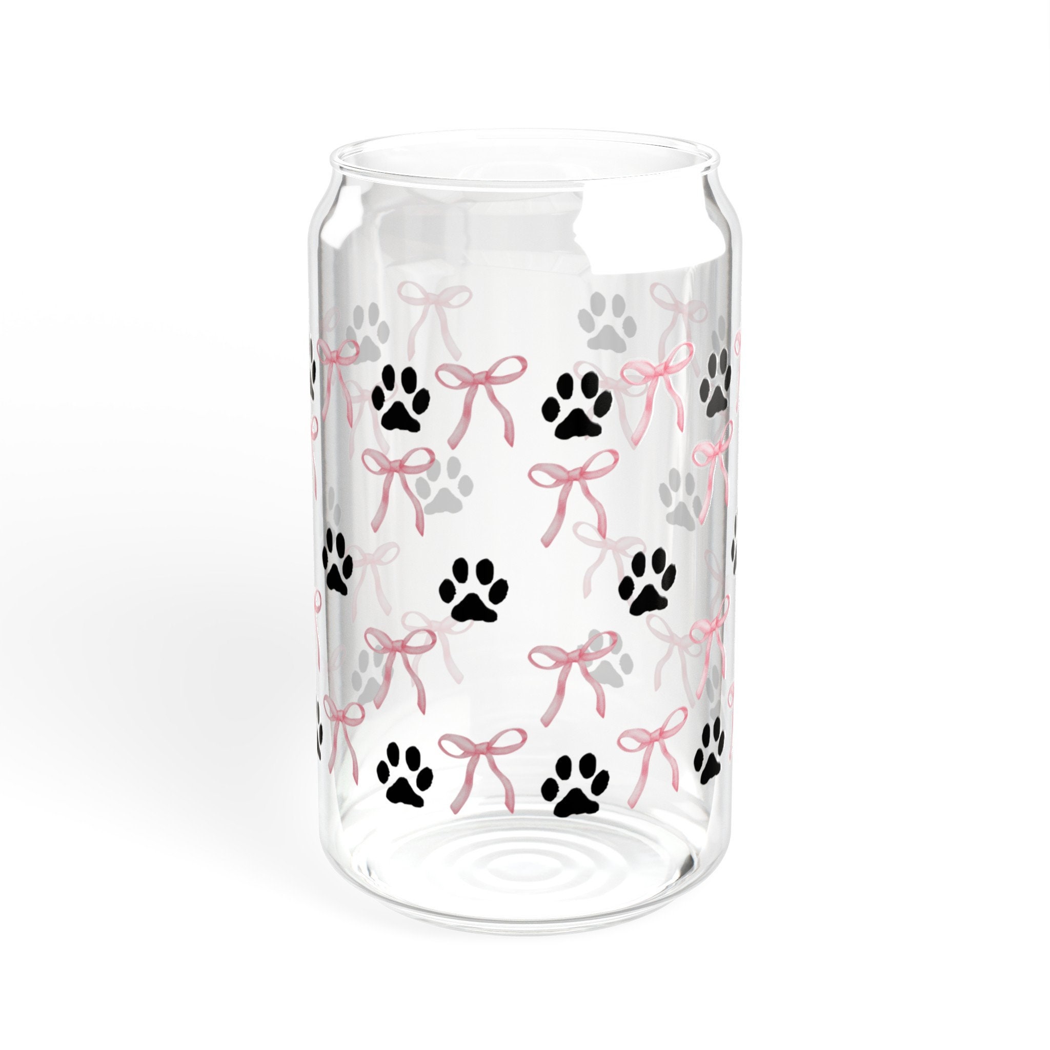 Paw Prints, Croquette, Pink Ribbon, With Straw, Without Straw, Pink ...