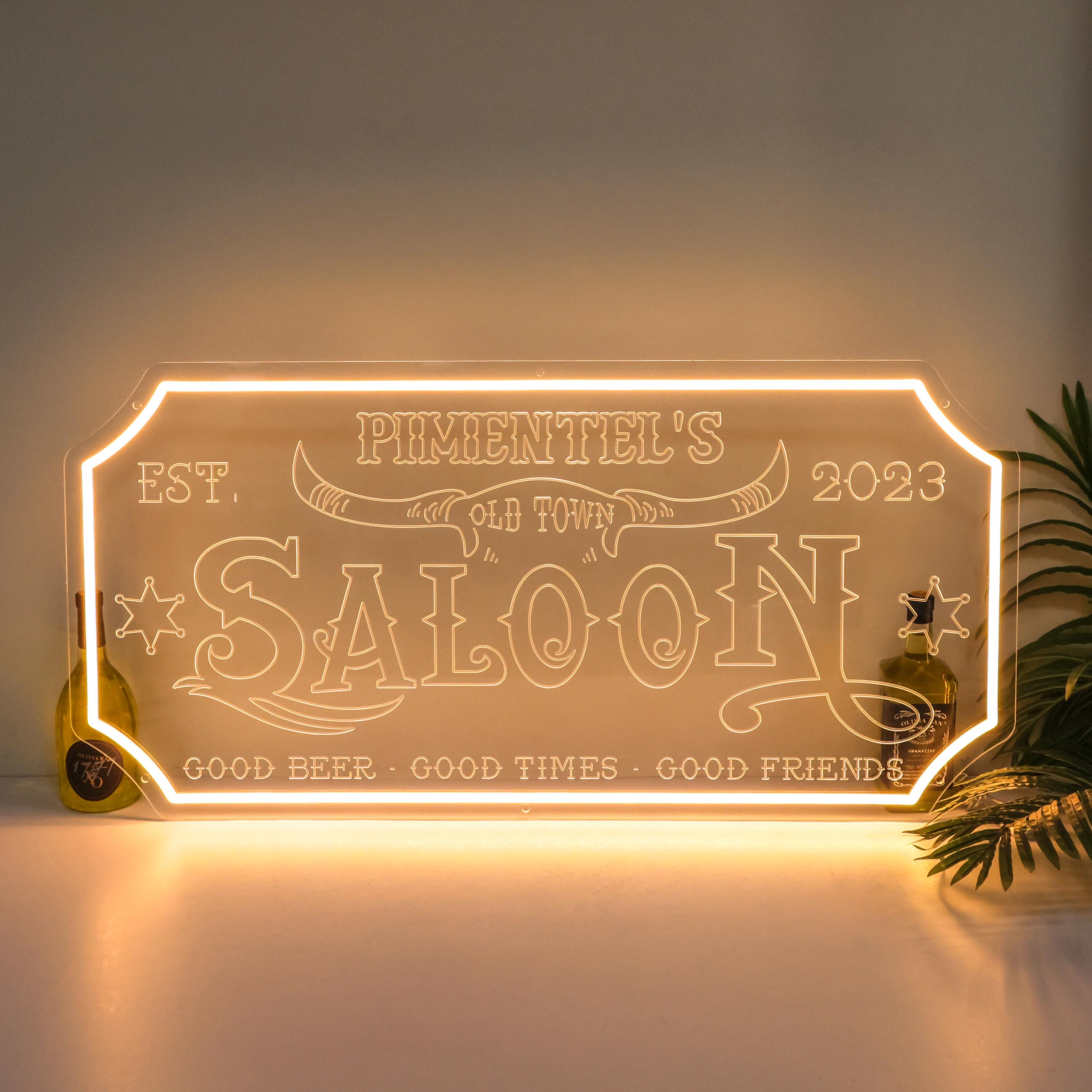 Personalized Cowboy Saloon Neon Sign, Western Bar Decor - Etsy