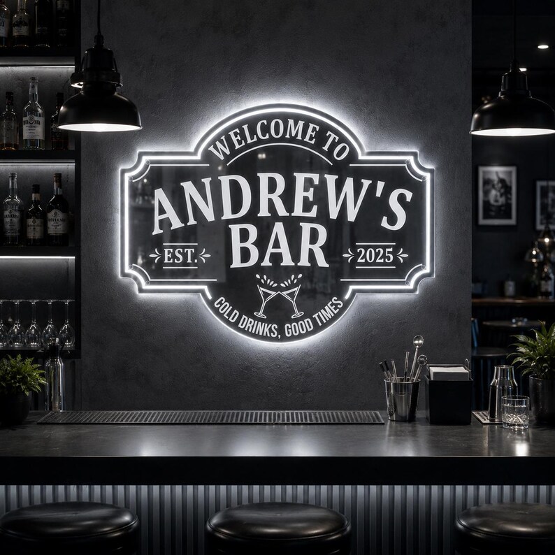 Custom Neon Bar Sign: Personalized LED Acrylic Name Wall Decor (est ...