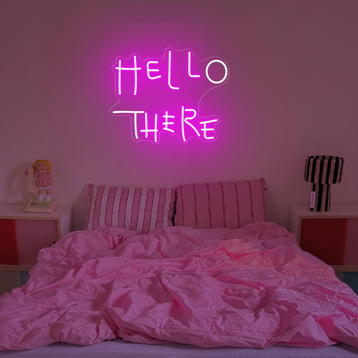 Hello There Neon Sign,hell Here Neon Sign,with Flickering O & T,horror ...