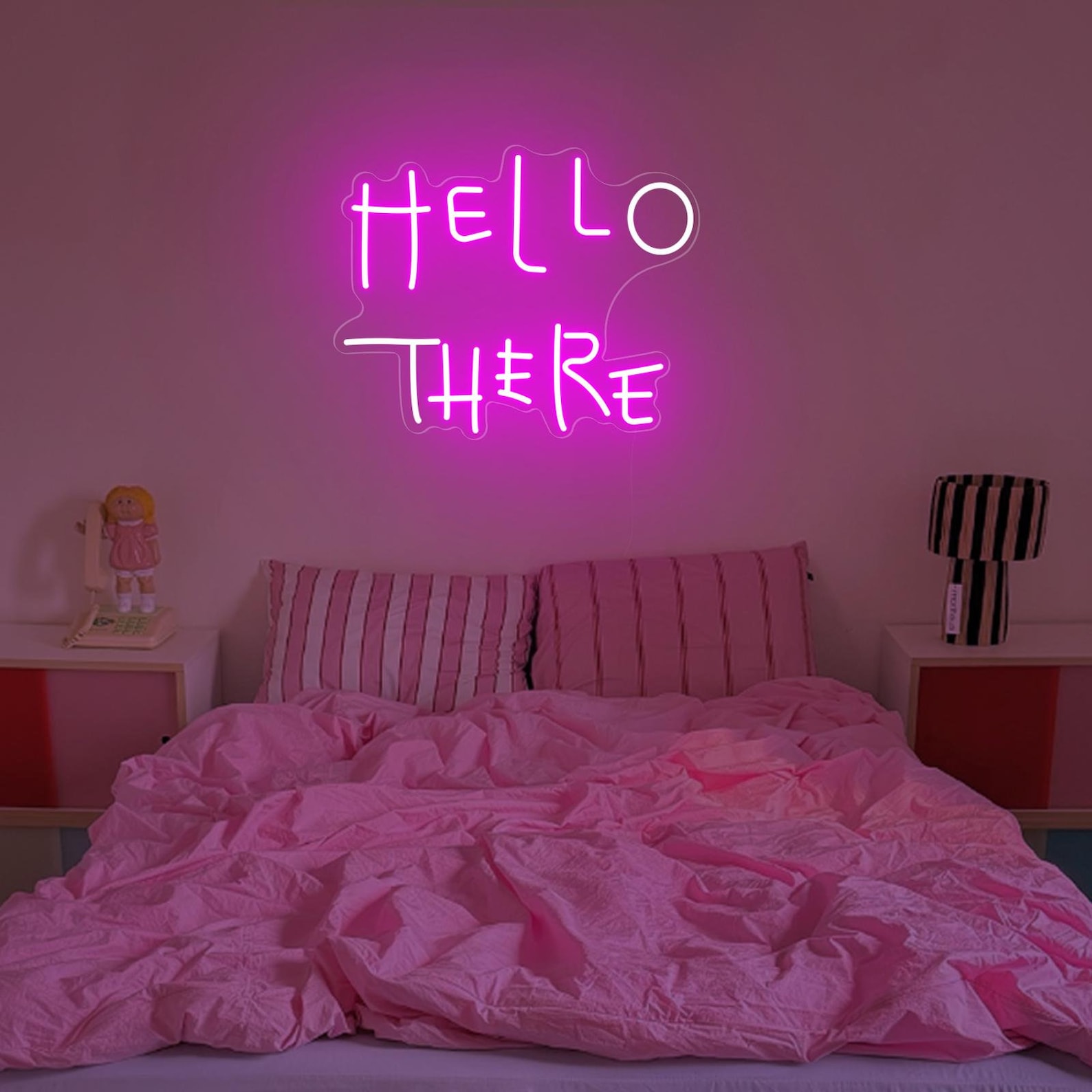 Hello There Neon Sign,hell Here Neon Sign,with Flickering O & T,horror ...