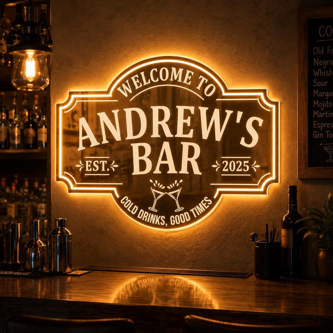 Custom Neon Bar Sign: Personalized LED Acrylic Name Wall Decor (est ...