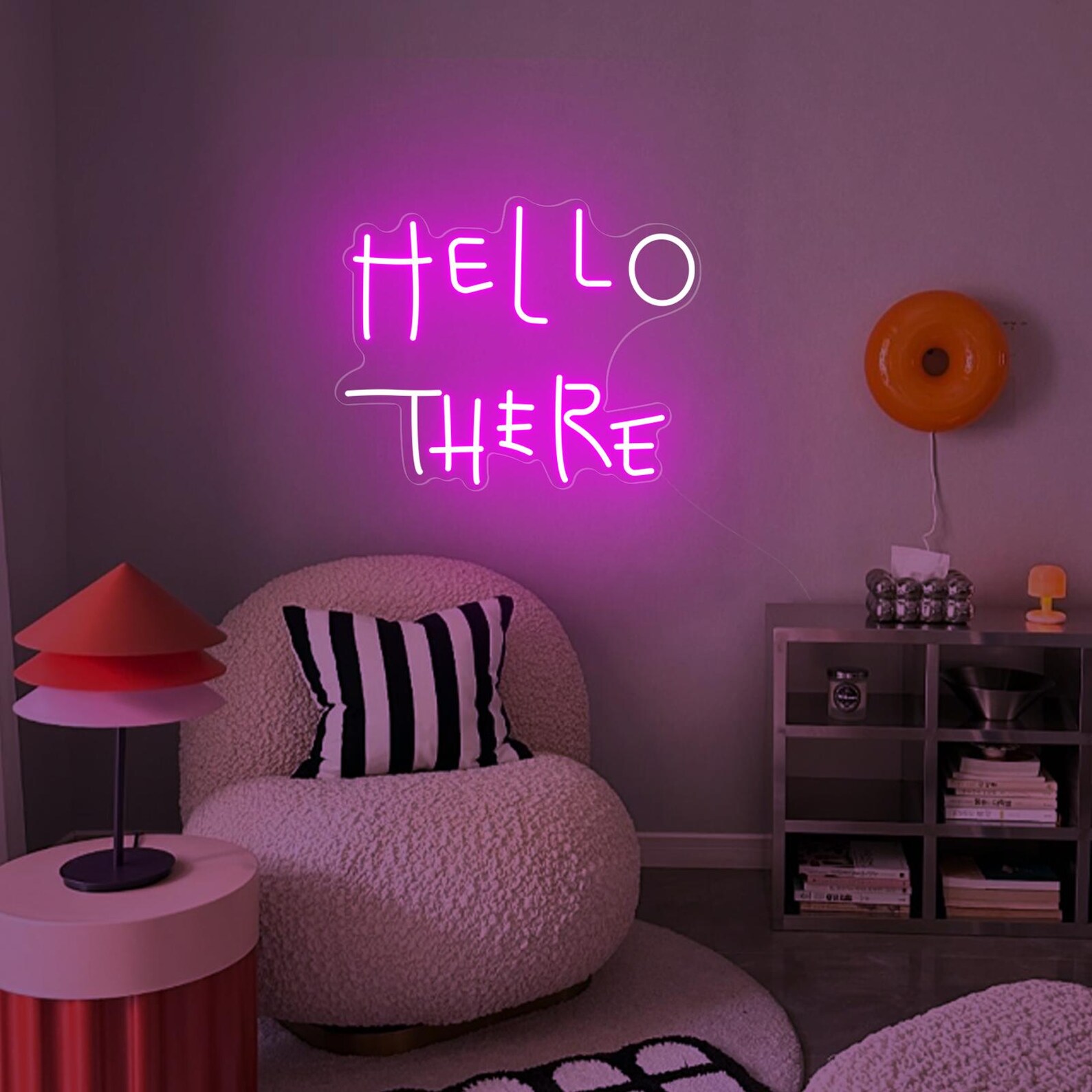 Hello There Neon Sign,hell Here Neon Sign,with Flickering O & T,horror ...