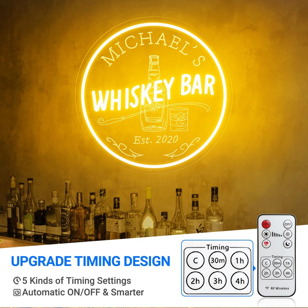 Personalized Whiskey Bar Neon Sign: Custom Home Bar Decor - Etsy