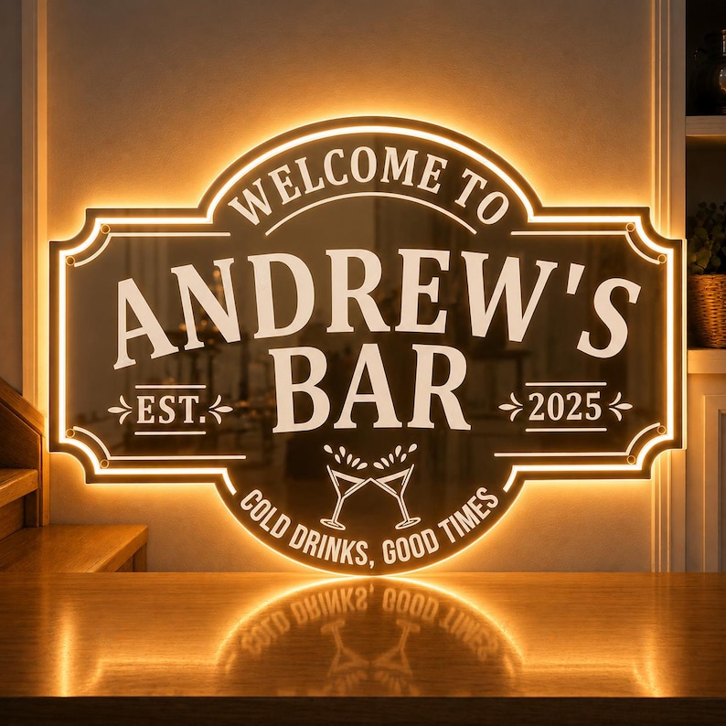 Custom Neon Bar Sign: Personalized LED Acrylic Name Wall Decor (est ...