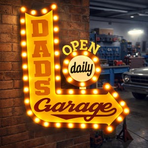 Custom Garage Marquee Sign With Bulbs, Man Cave Decor - Etsy