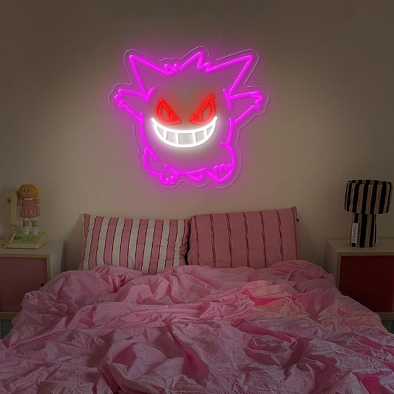 Gengar Neon Sign, Anime LED Light, Gengar Neon Sign, Bedroom Dorm Wall ...
