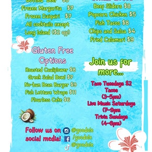 Tropical "happy Hour" Menu Printable and Customizable for Restaurants ...
