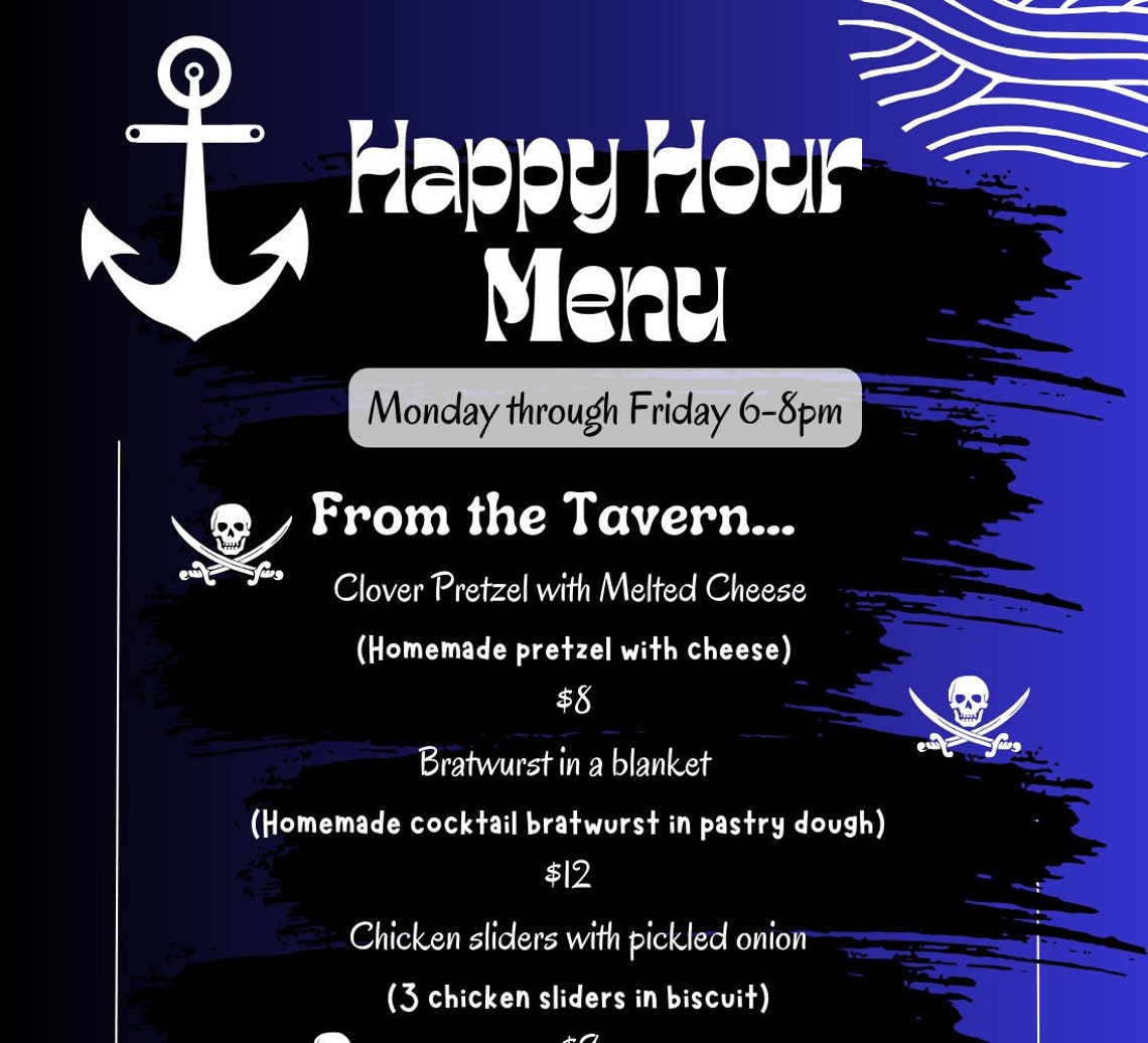 Pirate-themed "happy Hour" Bar Menu for Small Bites and Drinks ...