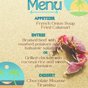 Seafood Specials Pre-fixed Menu for Restaurants, Wedding, Resort Menu ...