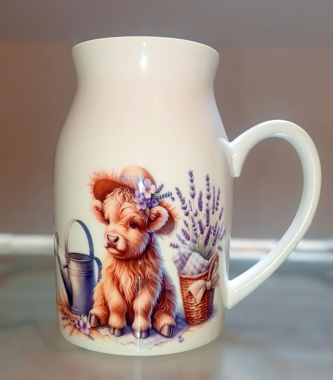 Ceramic Vase,jug.gorgeous Spring Highland Cow Design.450ml Capacity. Gifts for Spring,easter ...