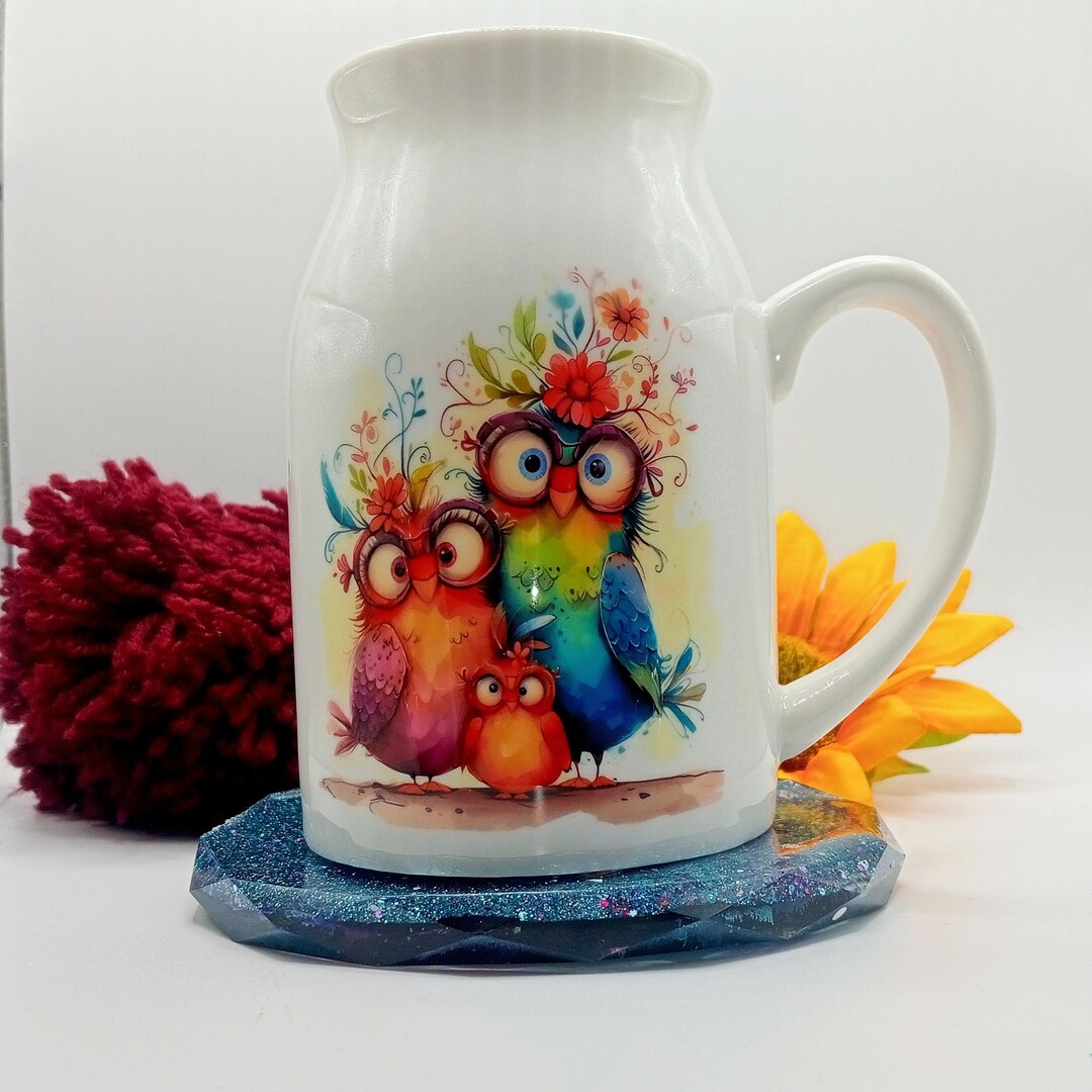 Ceramic Owl Jug/vase: Colorful Home Decor, 450ml Capacity - Etsy